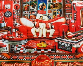 18 X 10 Remnant Coca Cola Collage 100% Cotton Fabric - Etsy