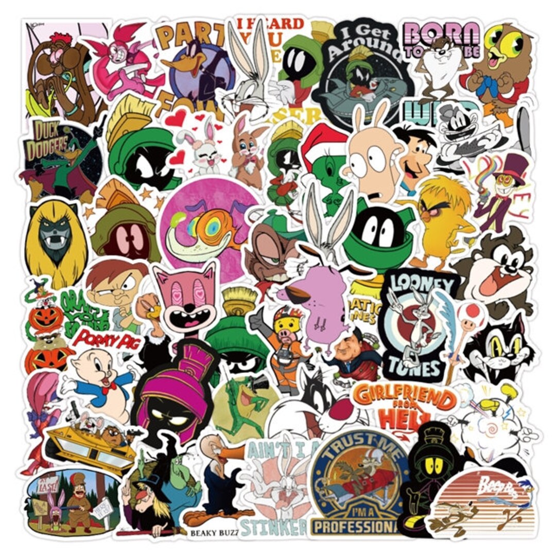 Looney Tunes Stickers Pack Water Resistant Laptop Sticker Water Bottle ...