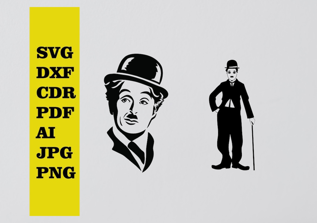 Charlie Chaplin Cut Svg Dxf File Wall Sticker Pdf Silhouette Template ...