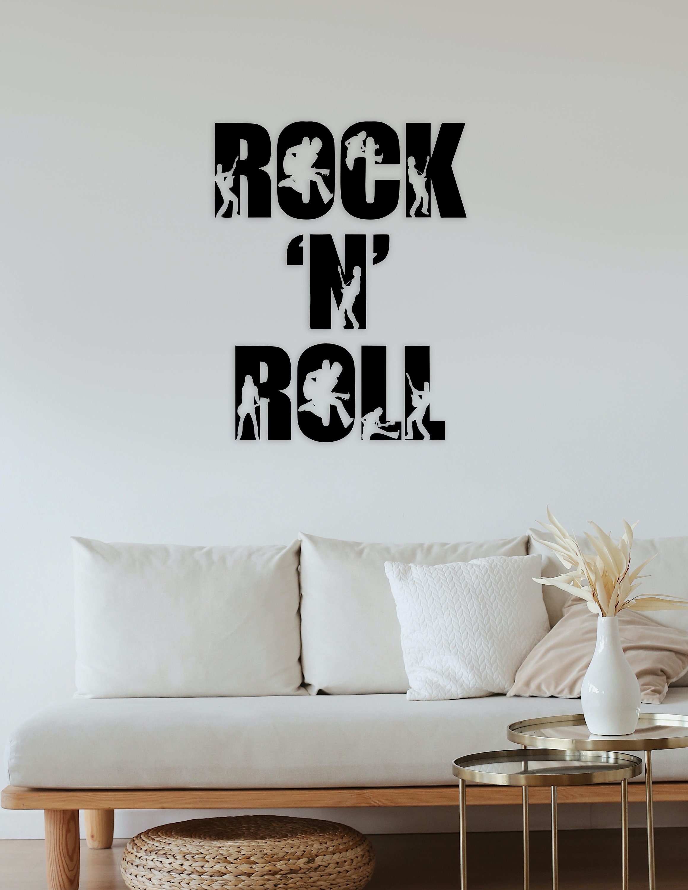 Rock N Roll Cut Svg Dxf File Wall Sticker Pdf Silhouette Template Cnc ...