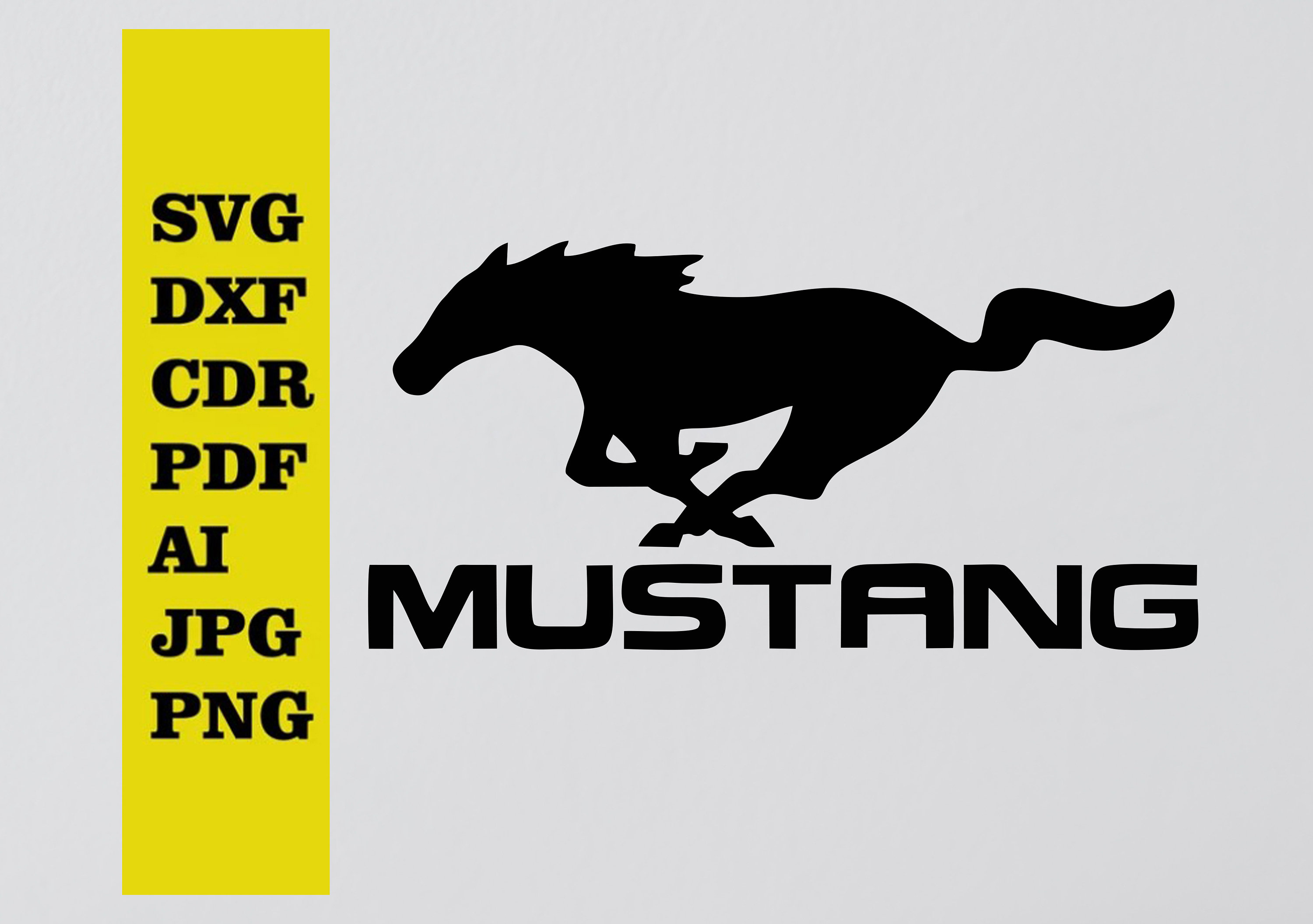 Mustang Cut Svg Dxf File Wall Sticker Pdf Silhouette Template Cnc ...