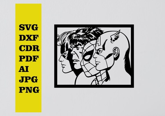 Marvel Avengers Cut Svg Dxf File Wall Sticker Pdf Silhouette - Etsy