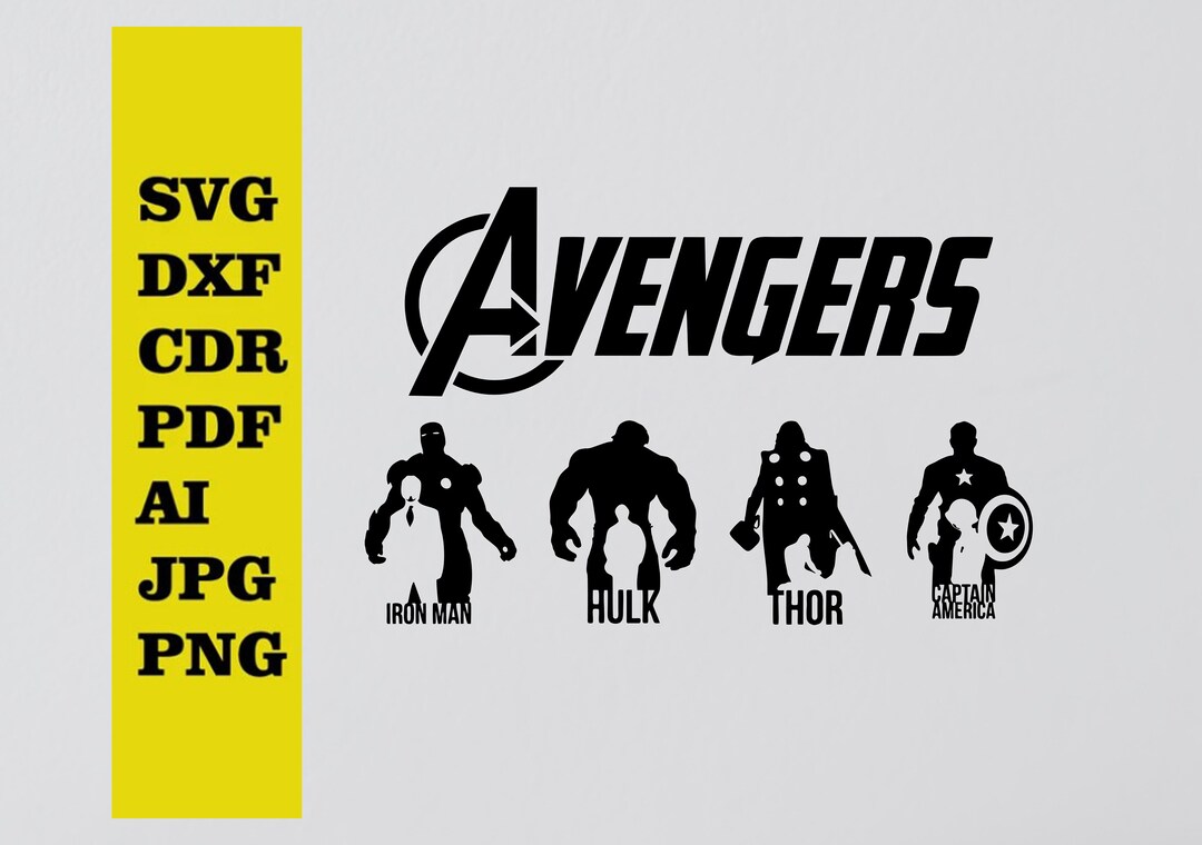 Avengers Superheros Cut Svg Dxf File Wall Sticker Pdf Silhouette ...