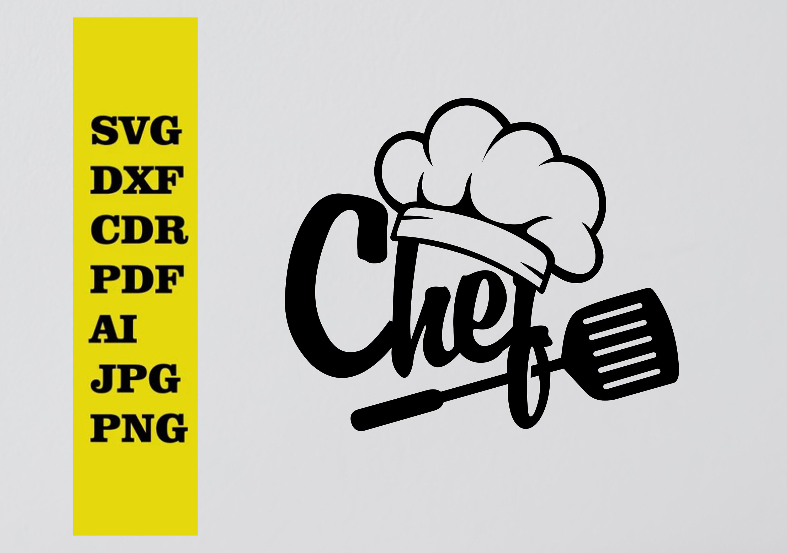 Chef Cut Svg Dxf File Wall Sticker Pdf Silhouette Template Cnc Cutting ...