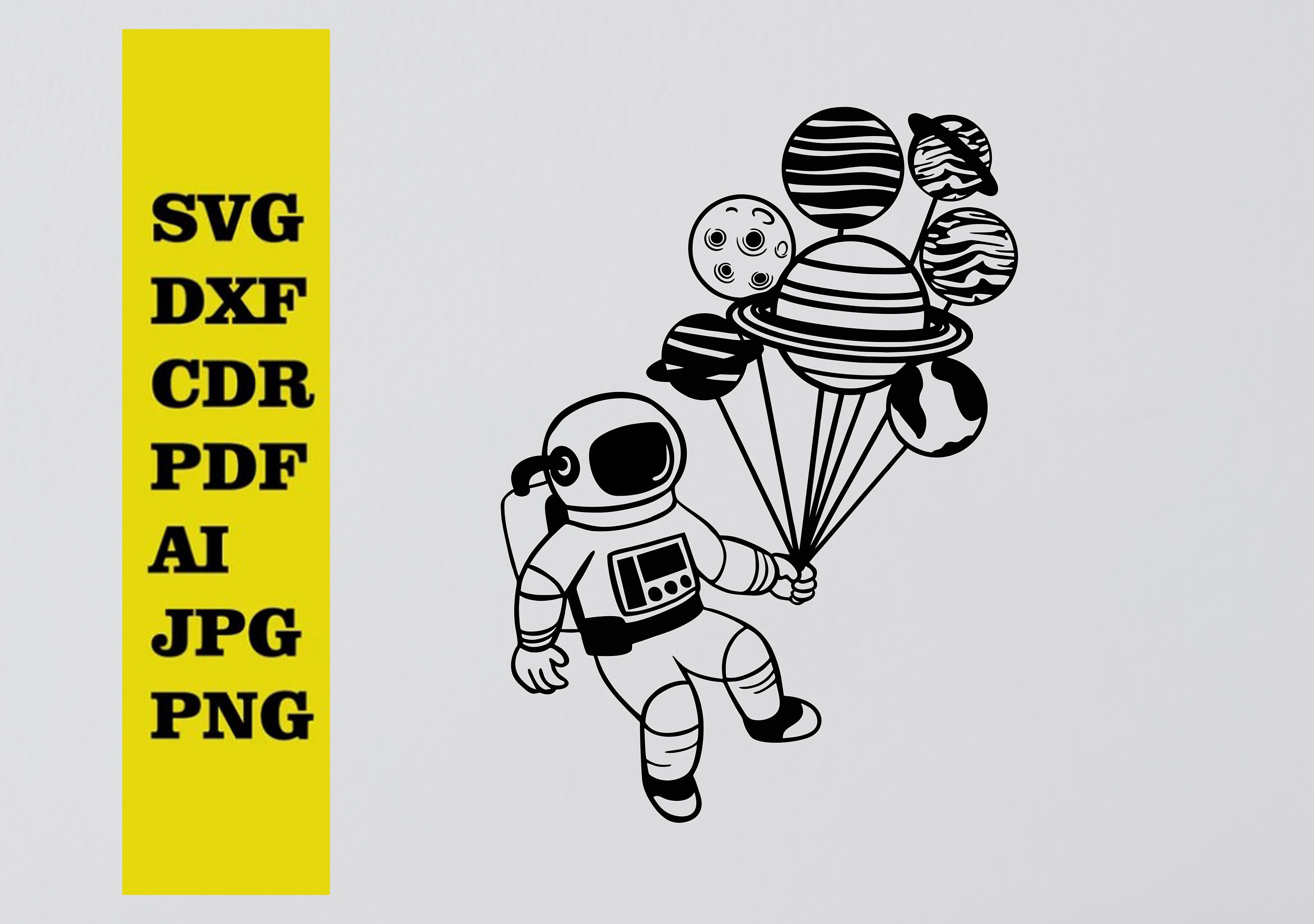 Astronaut Cut Svg Dxf File Wall Sticker Pdf Silhouette Template Cnc ...