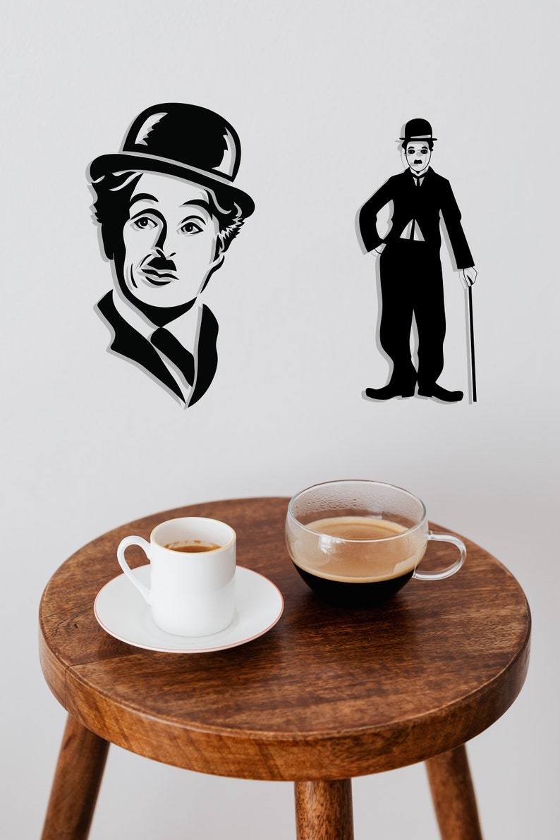 Charlie Chaplin Cut Svg Dxf File Wall Sticker Pdf Silhouette - Etsy