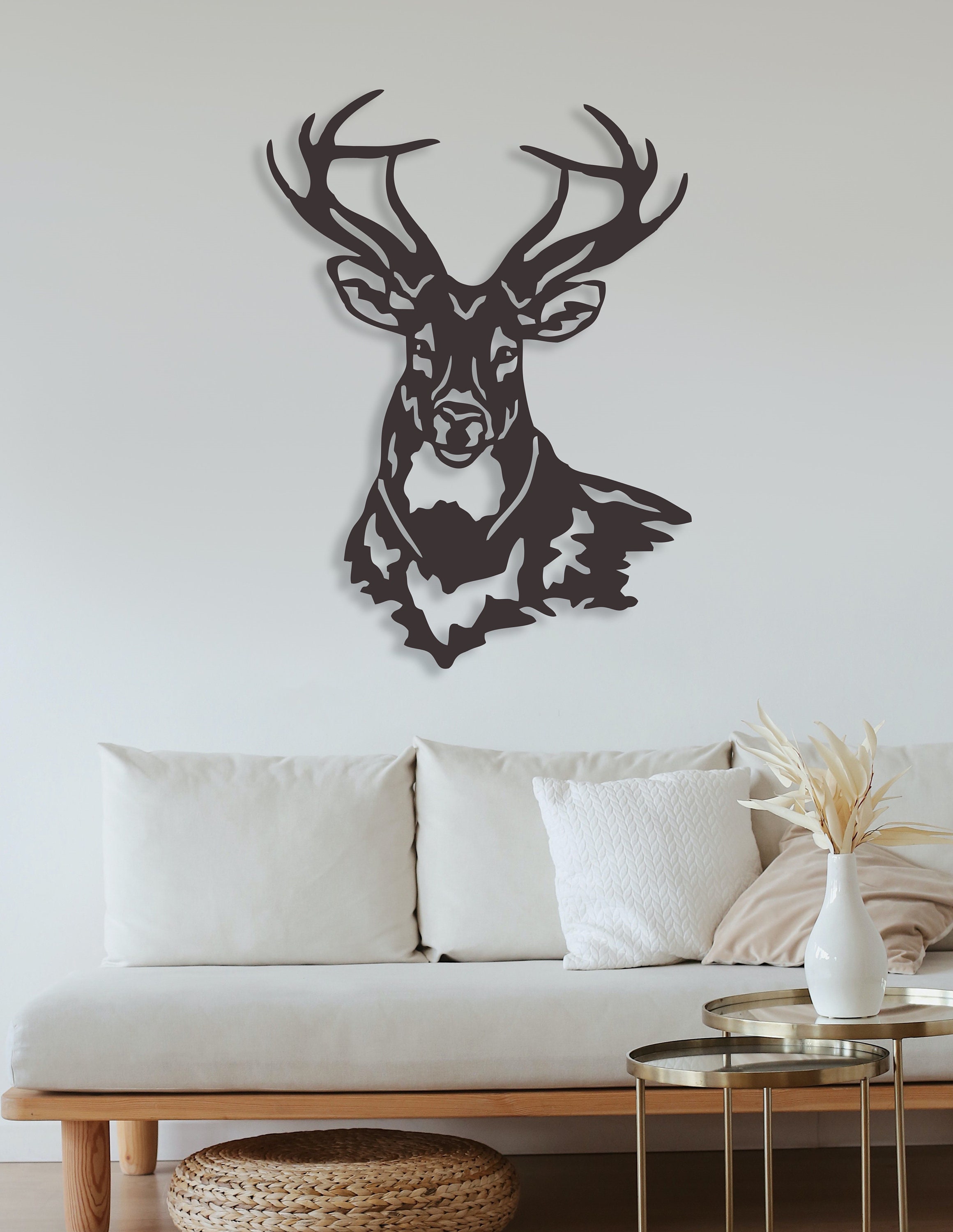 Deer Cut Svg Dxf File Wall Sticker Pdf Silhouette Template Cnc Cutting ...