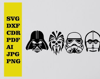 Star Wars Cut Svg Dxf File Wall Sticker Pdf Silhouette Template Cnc ...