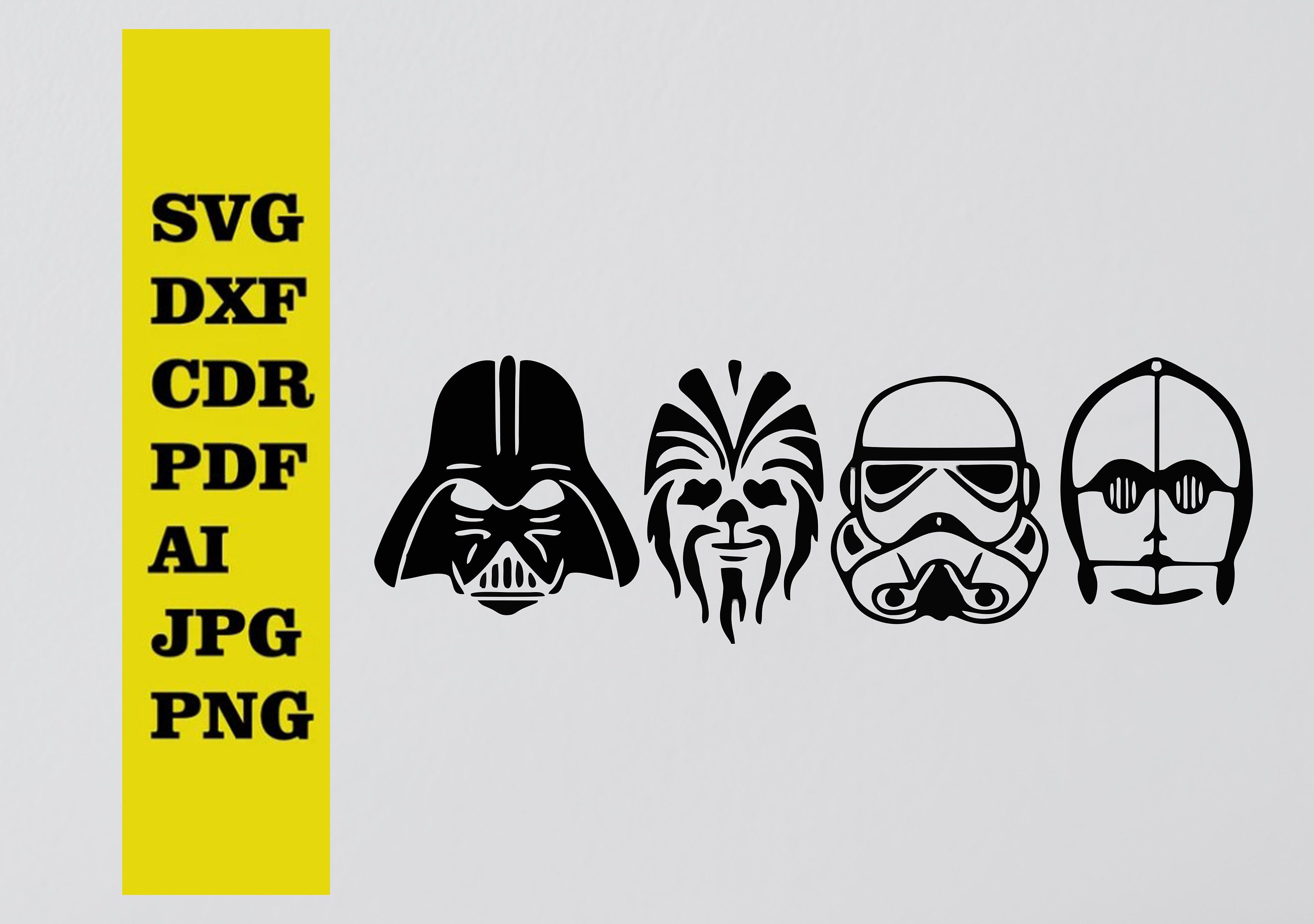 Star Wars Cut Svg Dxf File Wall Sticker Pdf Silhouette Template Cnc ...