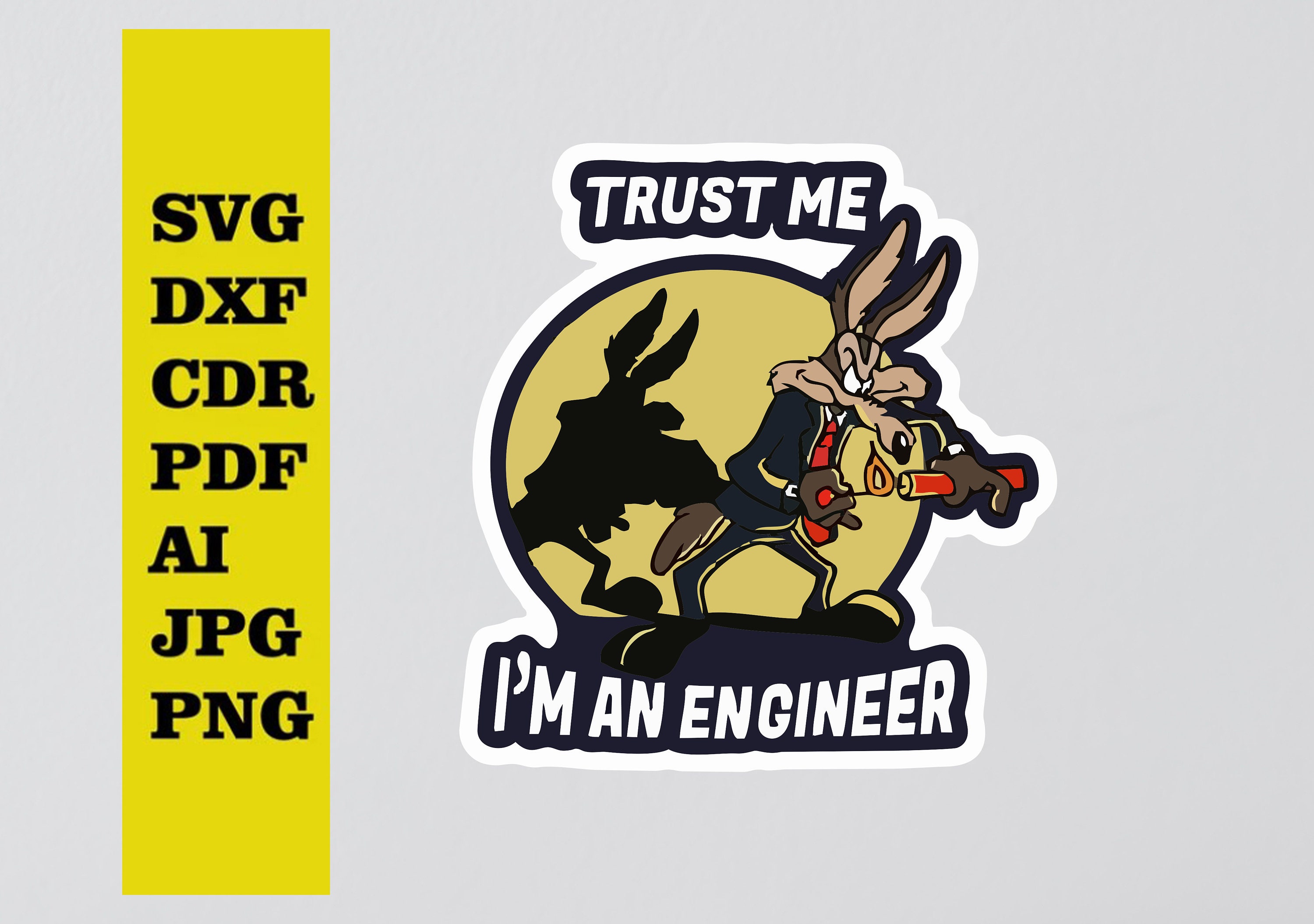 Engineer Sticker Cut Svg Dxf File Wall Sticker Pdf Silhouette Template ...
