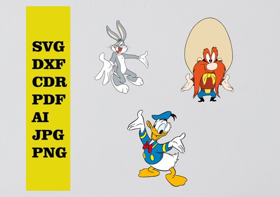 Cartoon Characters Cut Svg Dxf File Wall Sticker Pdf - Etsy