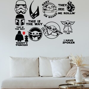 Star Wars 10 Pieces Cut Svg Dxf File Wall Sticker Pdf Silhouette ...