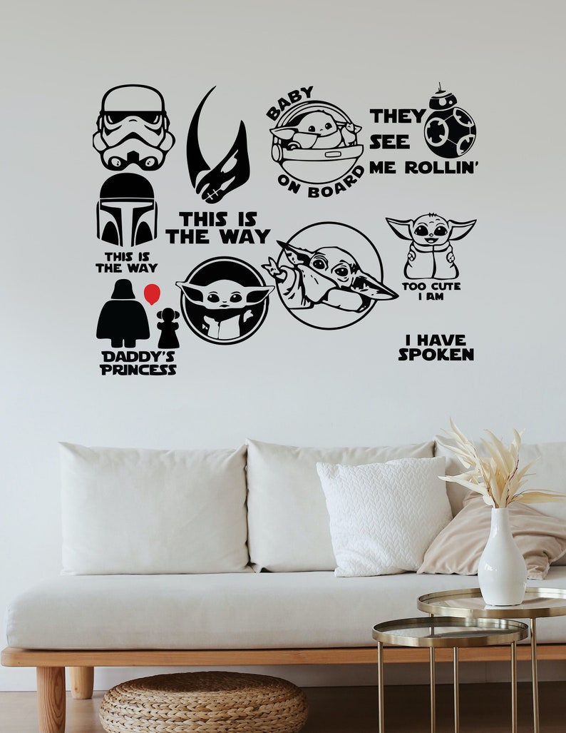 Star Wars 10 Pieces Cut Svg Dxf File Wall Sticker Pdf Silhouette ...
