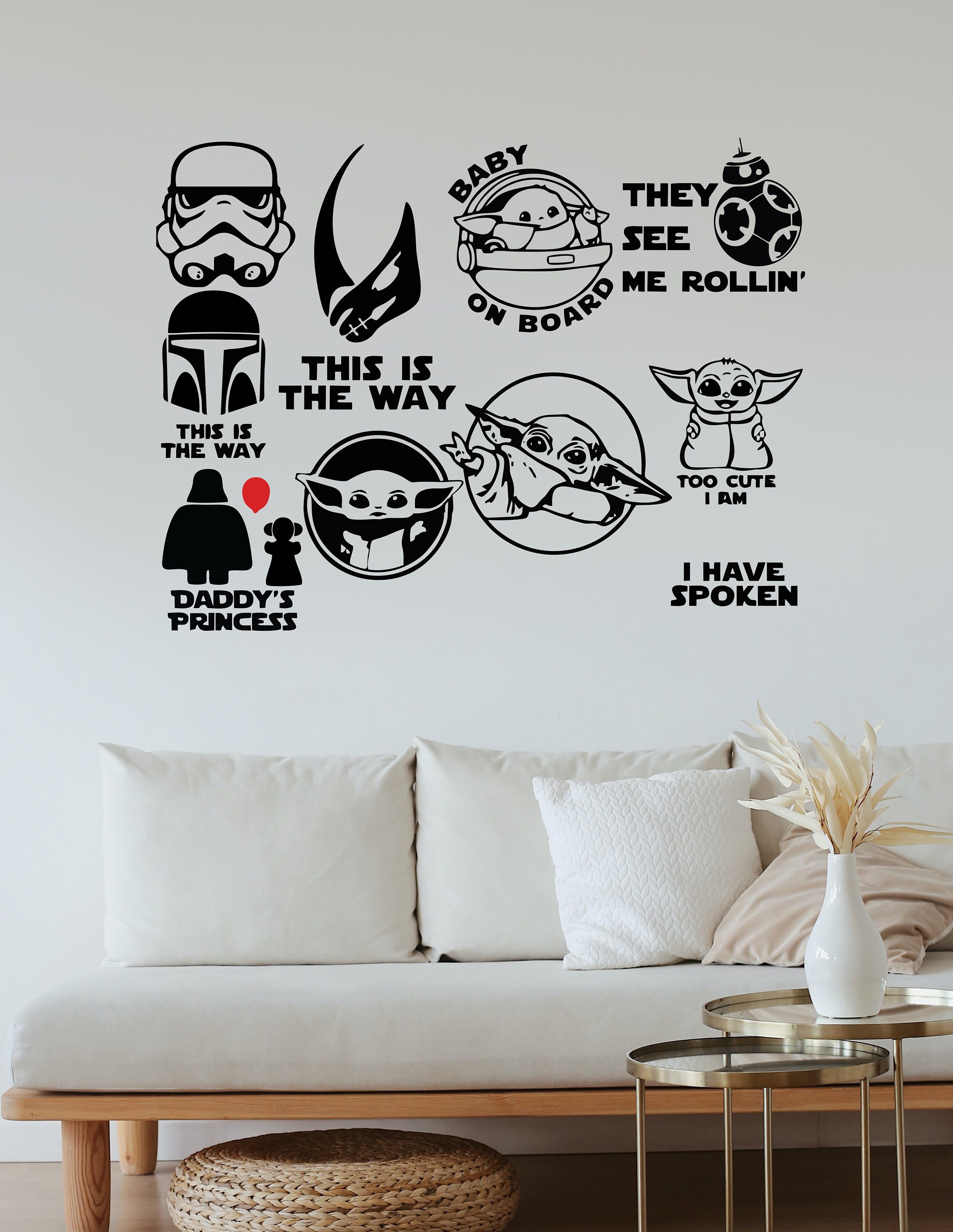 Star Wars 10 Pieces Cut Svg Dxf File Wall Sticker Pdf Silhouette ...