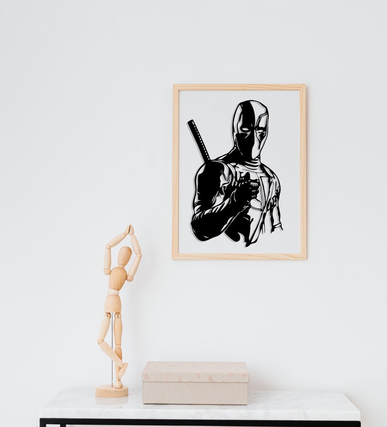 Deadpool Cut Svg Dxf File Wall Sticker Pdf Silhouette Template Cnc ...