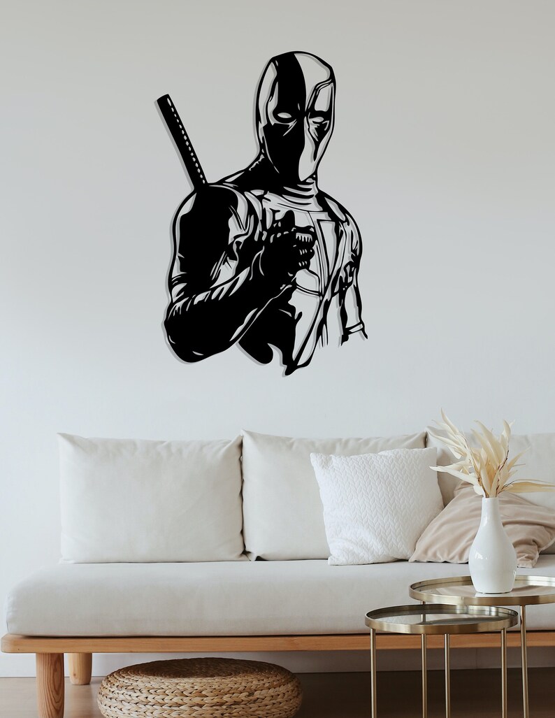 Deadpool Cut Svg Dxf File Wall Sticker Pdf Silhouette Template Cnc ...