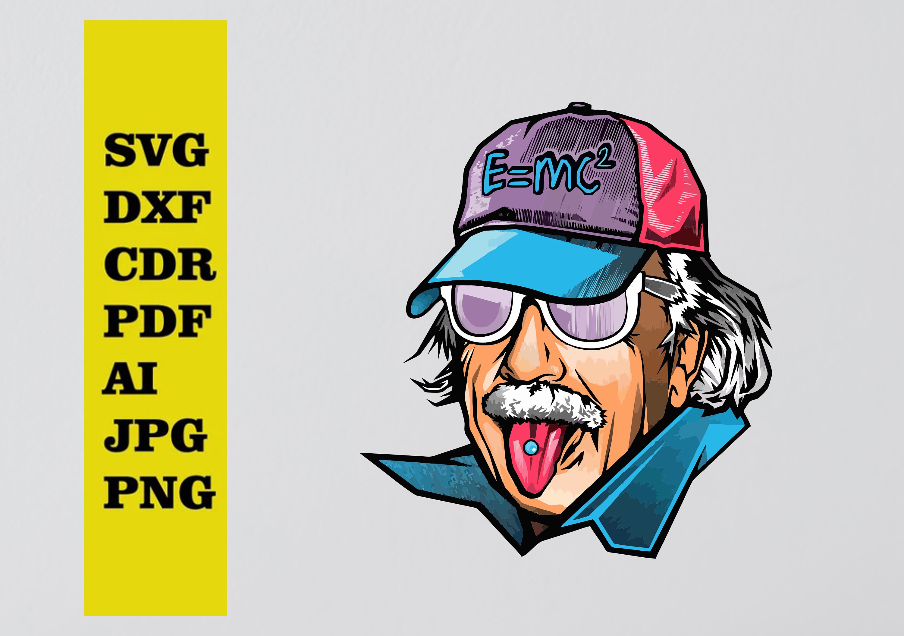 Albert Einstein Cut Svg Dxf File Wall Sticker Pdf Silhouette Template ...