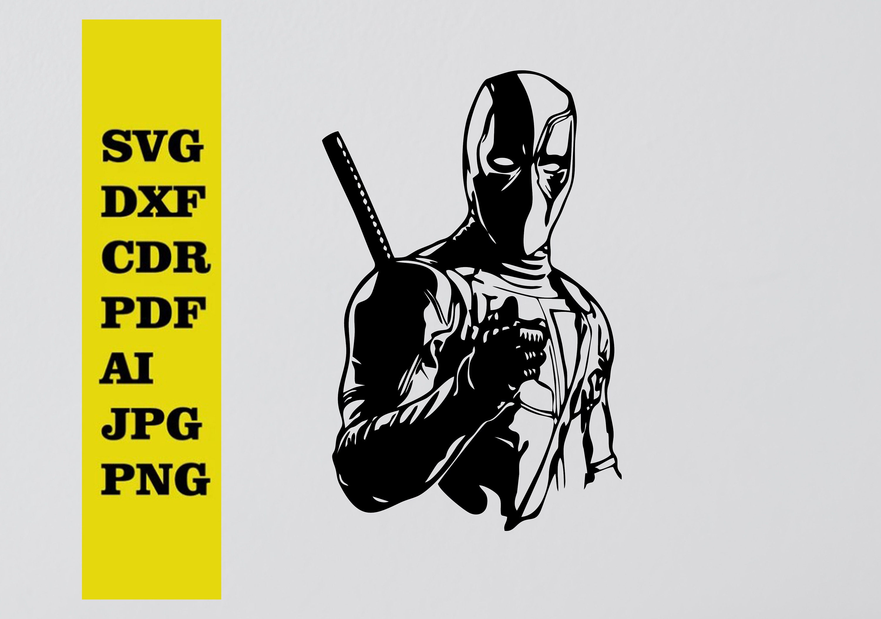 Deadpool Cut Svg Dxf File Wall Sticker Pdf Silhouette Template Cnc ...