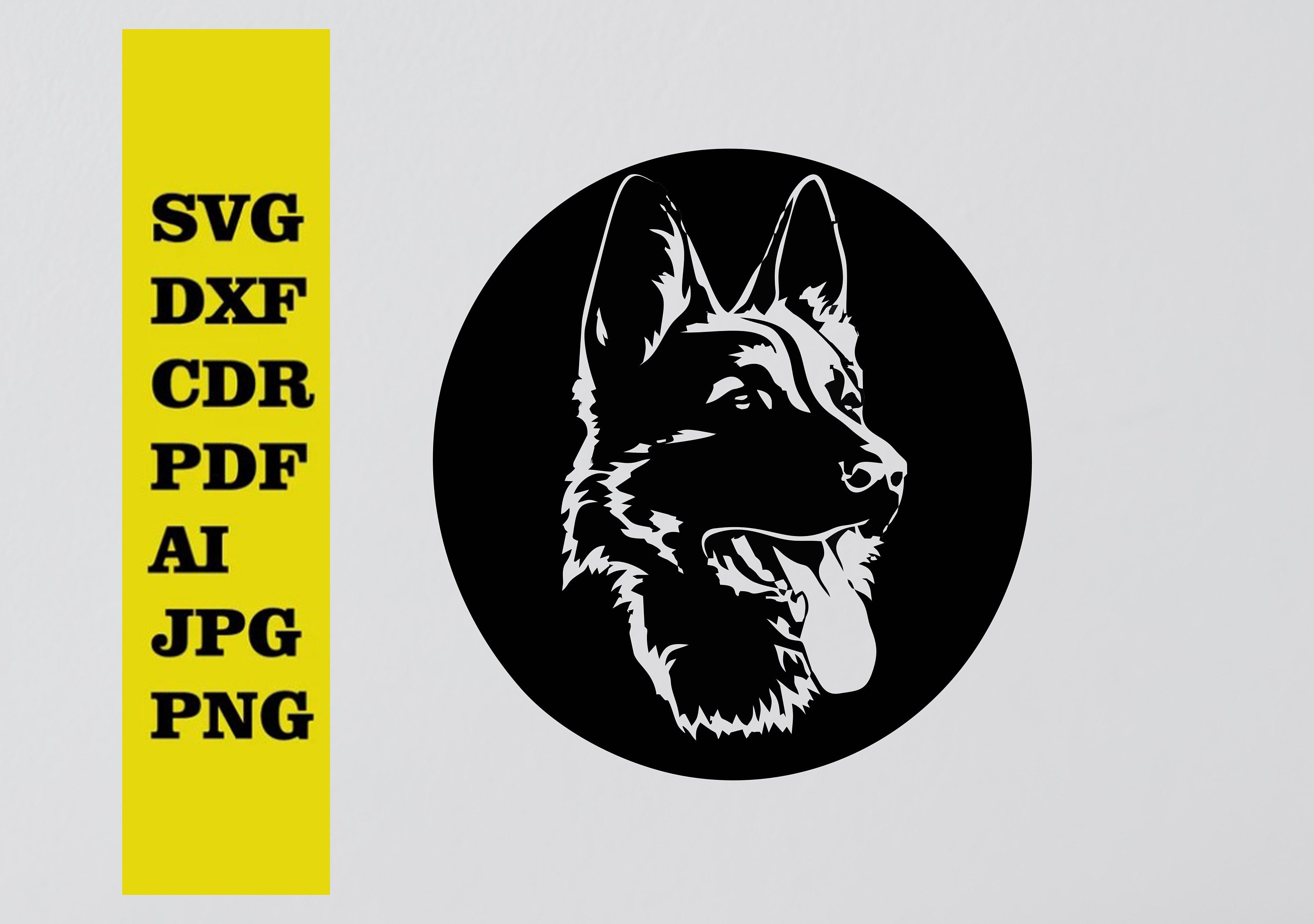 German Shepherd Dog Cut Svg Dxf File Wall Sticker Pdf Silhouette ...