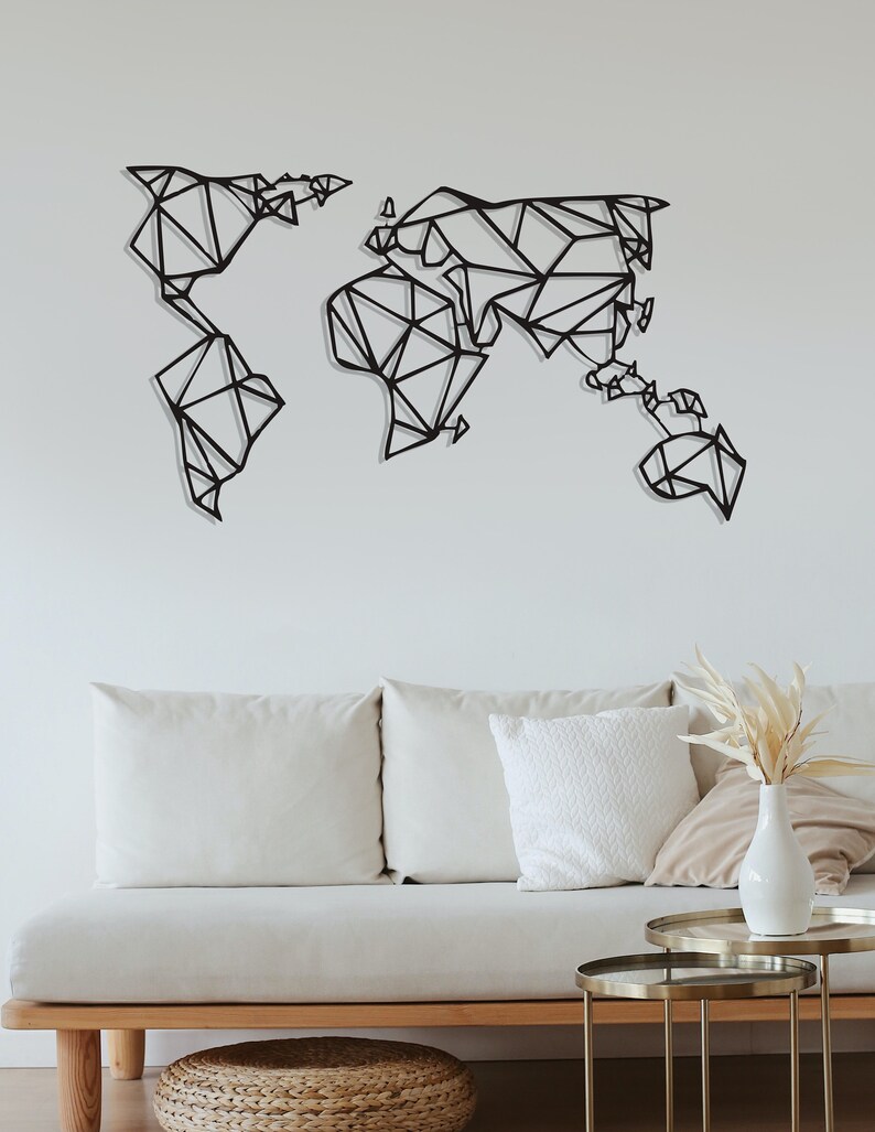 World Map Cut Svg Dxf File Wall Sticker Pdf Silhouette - Etsy