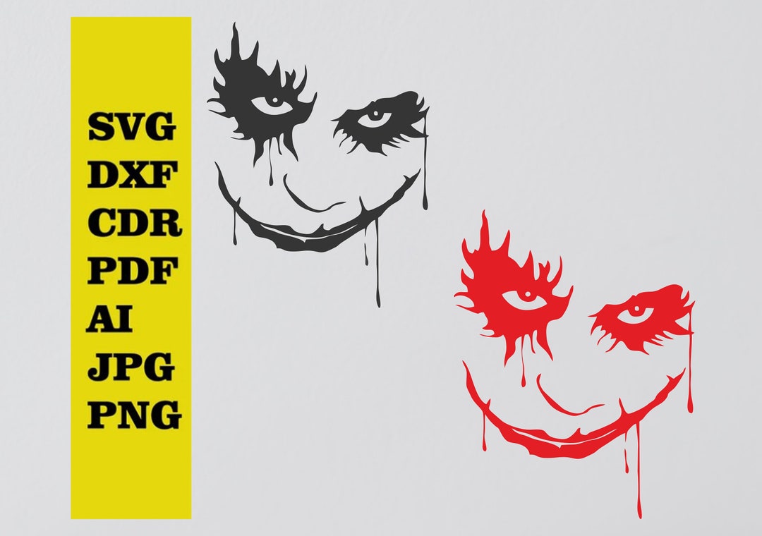 Joker 2 Different Colour Cut Svg Dxf File Wall Sticker Pdf Silhouette ...