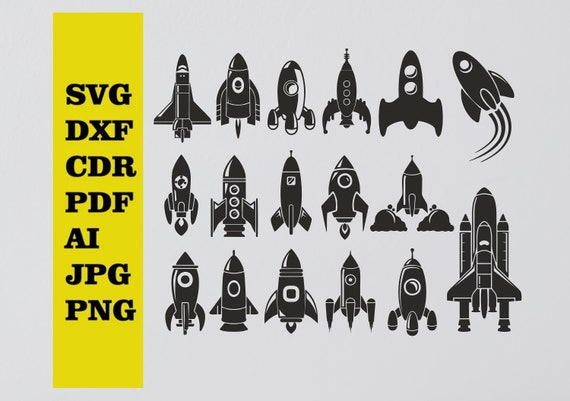 Rocket 17 Pieces Cut Svg Dxf File Wall Sticker Pdf Silhouette - Etsy
