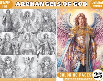 25 Archangels of God Grayscale Coloring Pages for Adults - Etsy