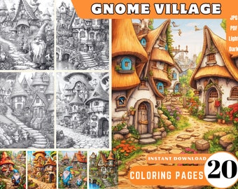 Printable Gnome Garden Coloring Pages for Adults - Etsy Canada