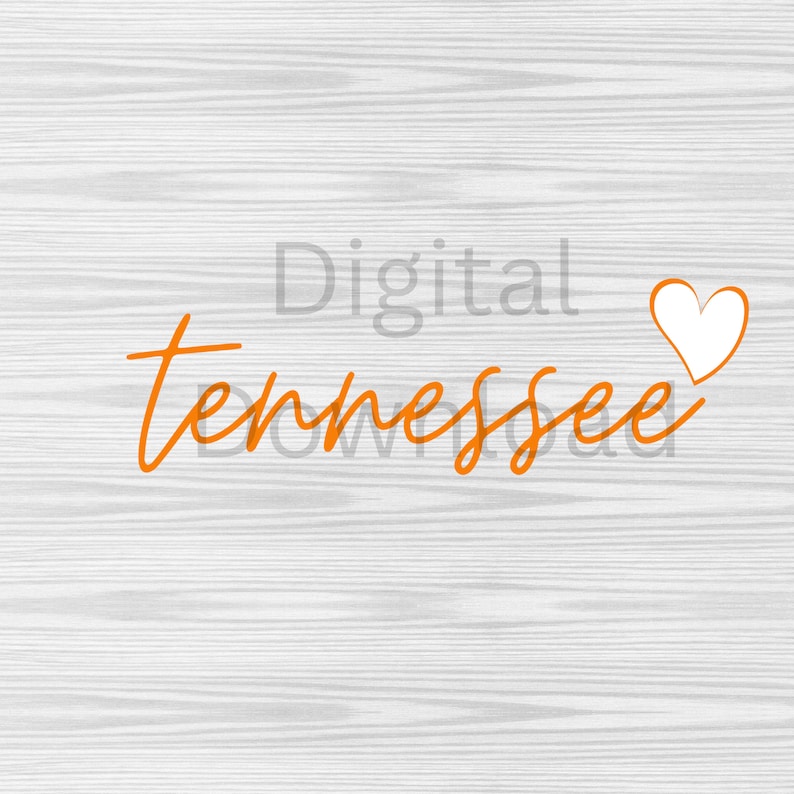 Tennessee Digital Download PNG File Orange and White Script - Etsy
