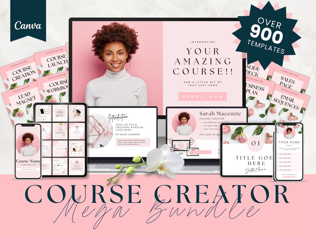 Pink Course Creator Canva Templates Online Course Coach - Etsy