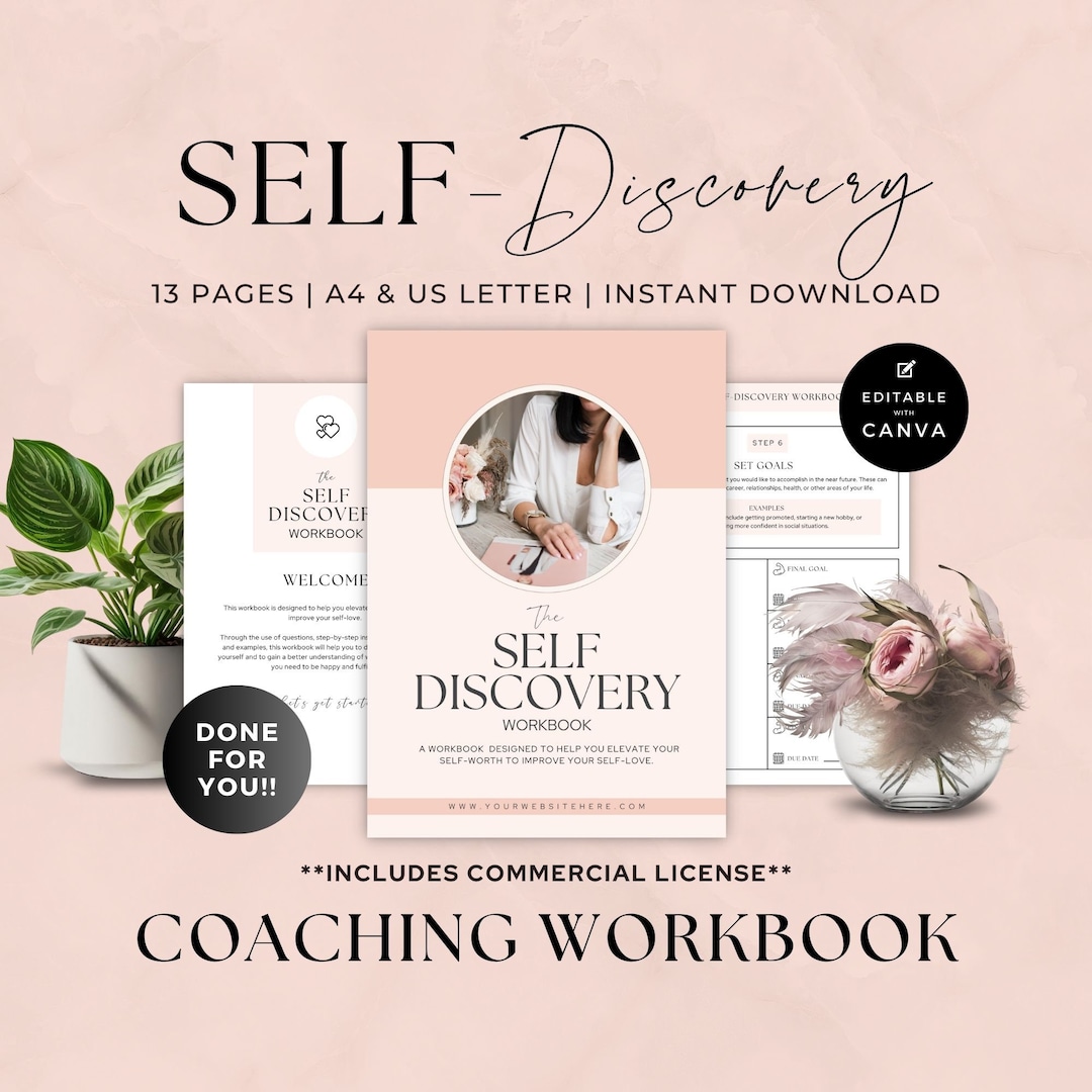 Self Discovery Workbook, Coaching Worksheet Template Canva, Done for ...