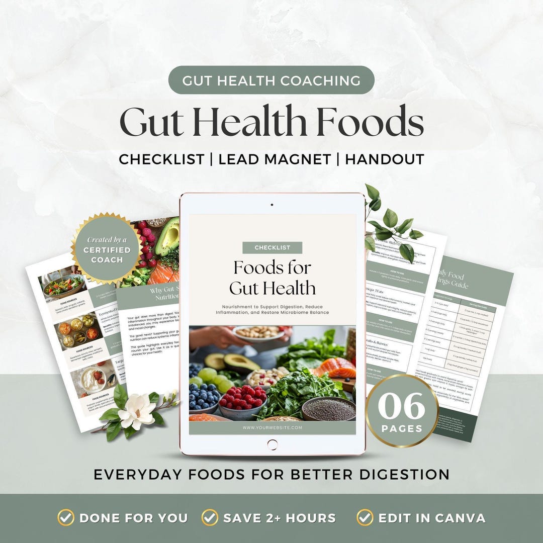 Gut Health Nutrition Checklist, Anti-inflammatory Foods Guide Canva ...