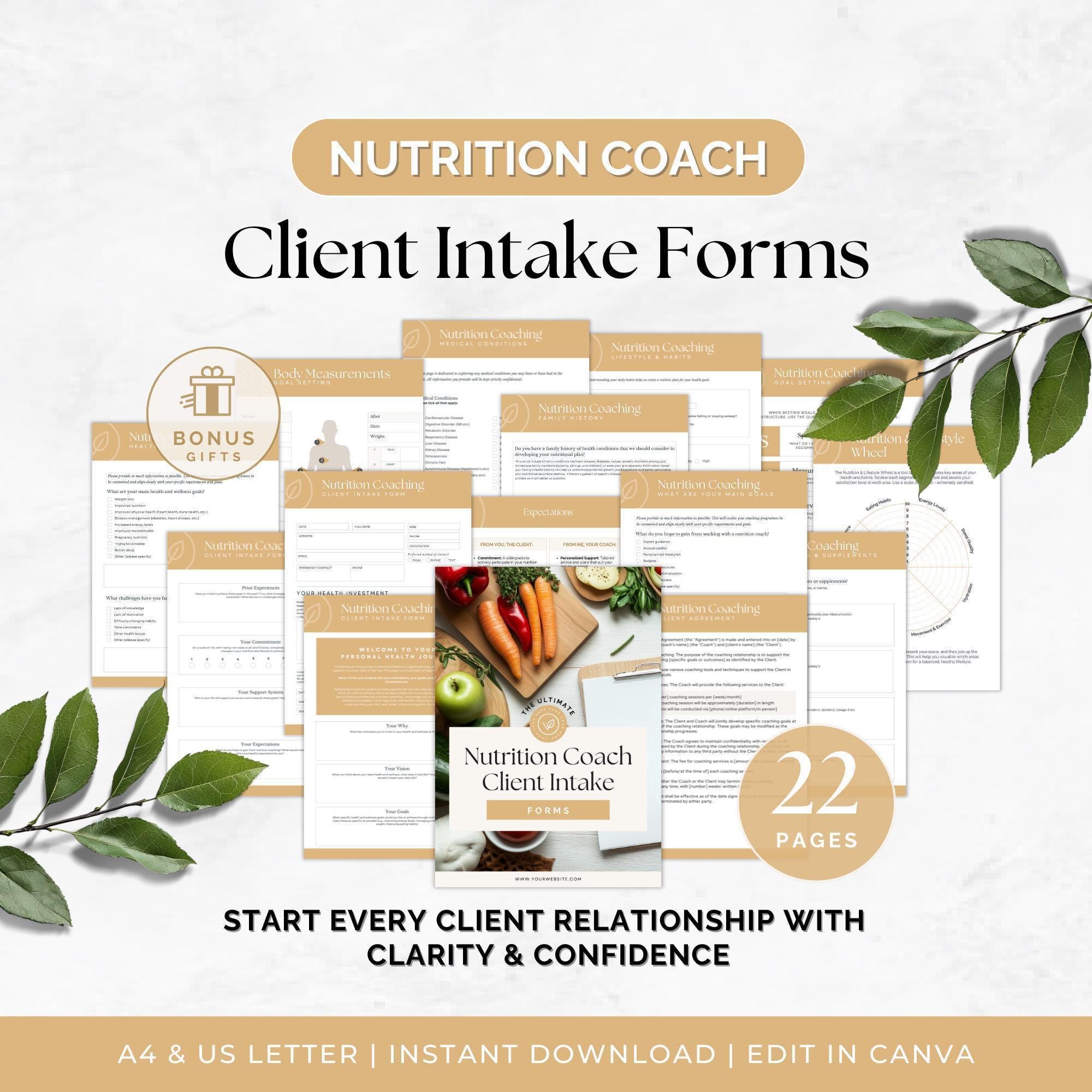 Nutrition Coach Intake Form, Editable New Client Questionnaire, Client ...