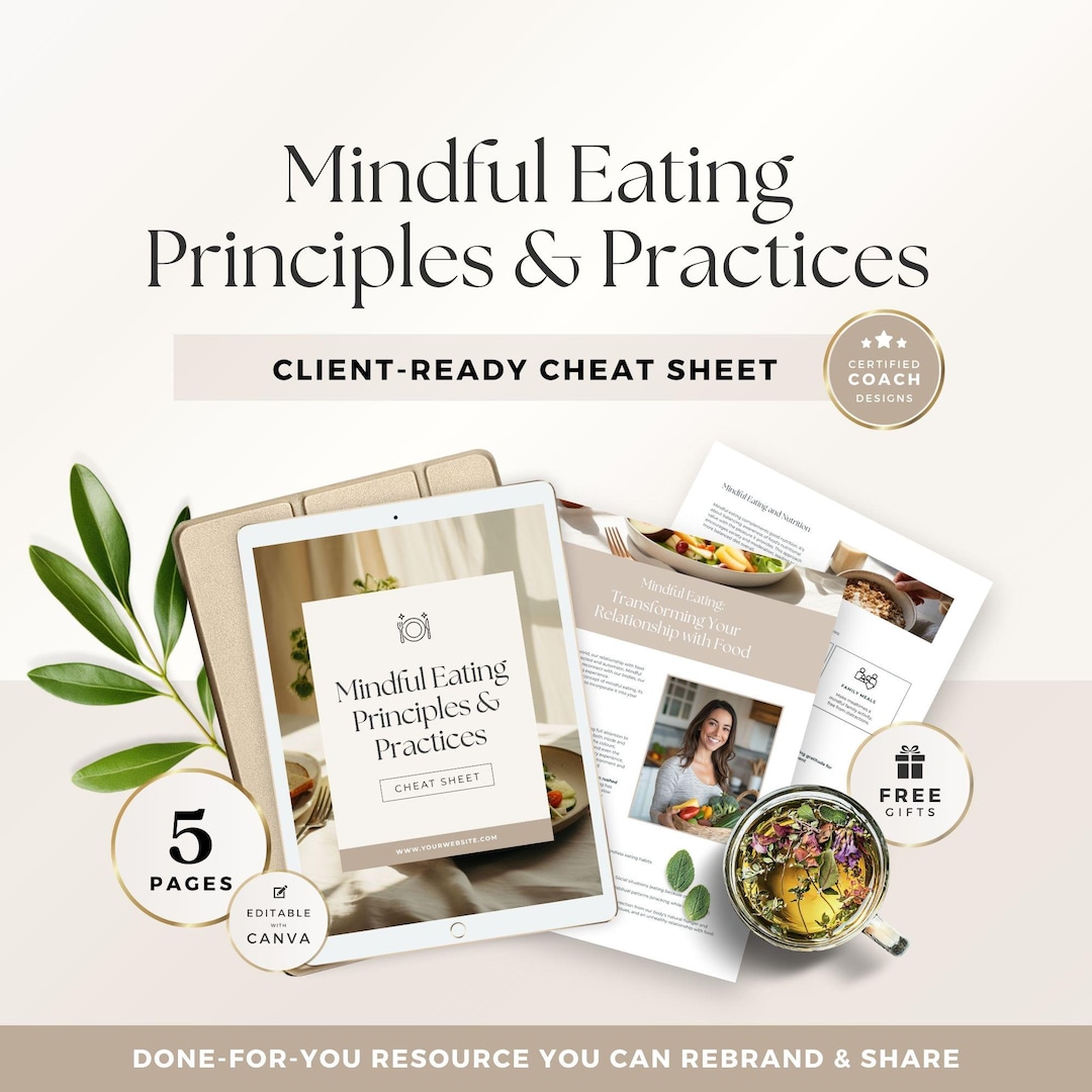 Mindful Eating Cheat Sheet Canva Template for Holistic Health ...