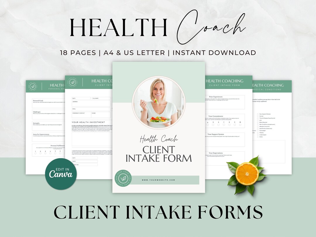 Health Coach Intake Form, Client Onboarding Questionnaire, PDF Fillable Form, Nutrition Coaching ...