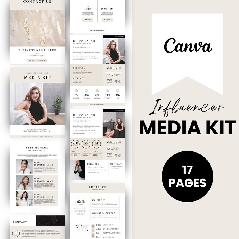 Influencer Media Kit Media Press Kit Rate Sheet for - Etsy