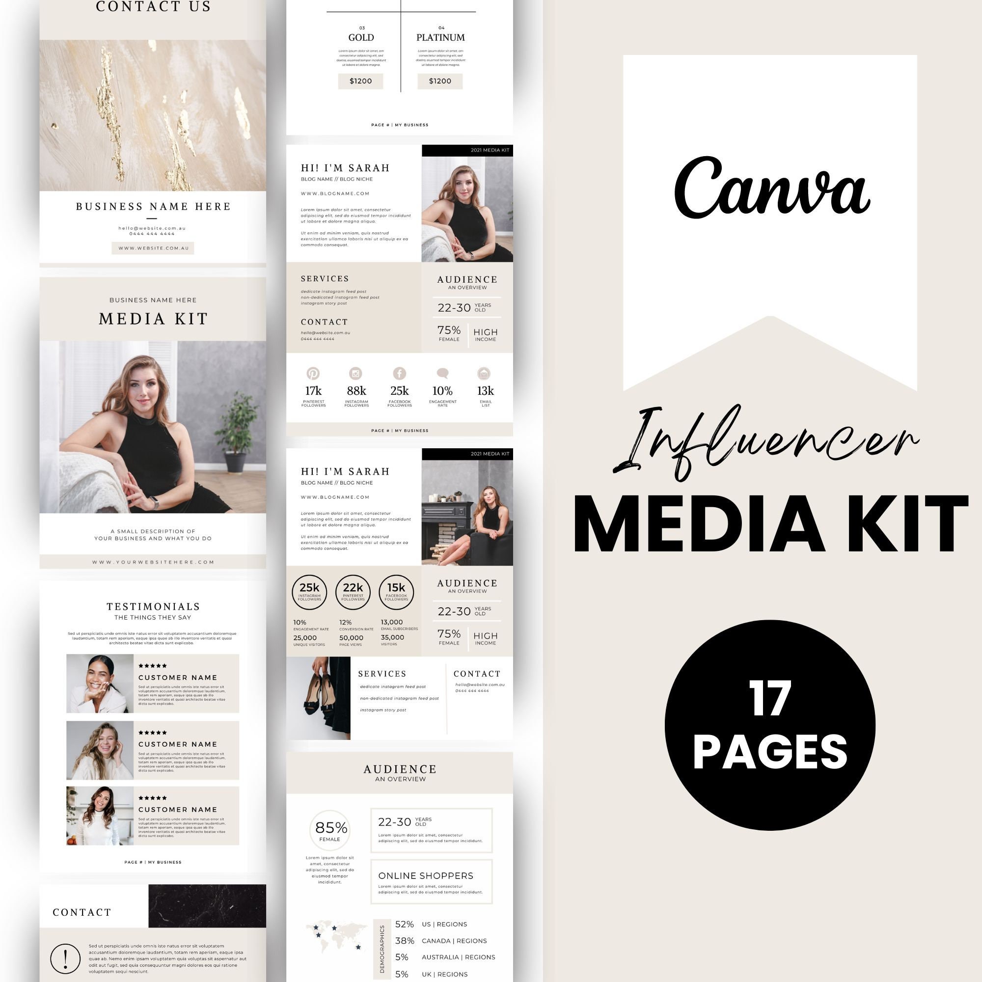 Influencer Media Kit, Media Press Kit, Rate Sheet for Influencers, Blogger Media Kit, Instagram ...