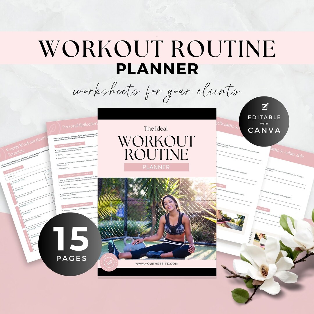 Workout Routine Worksheets and Planner for Clients, Personal Trainer ...