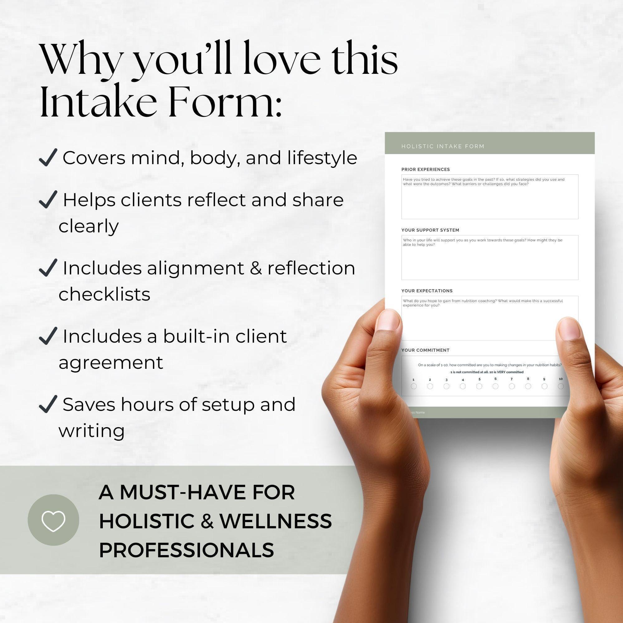 Holistic Coaching Intake Form Canva Template Wellness Client ...