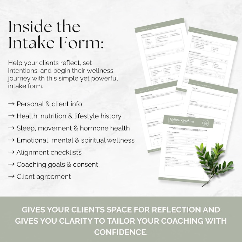 Holistic Coaching Intake Form Canva Template Wellness Client ...