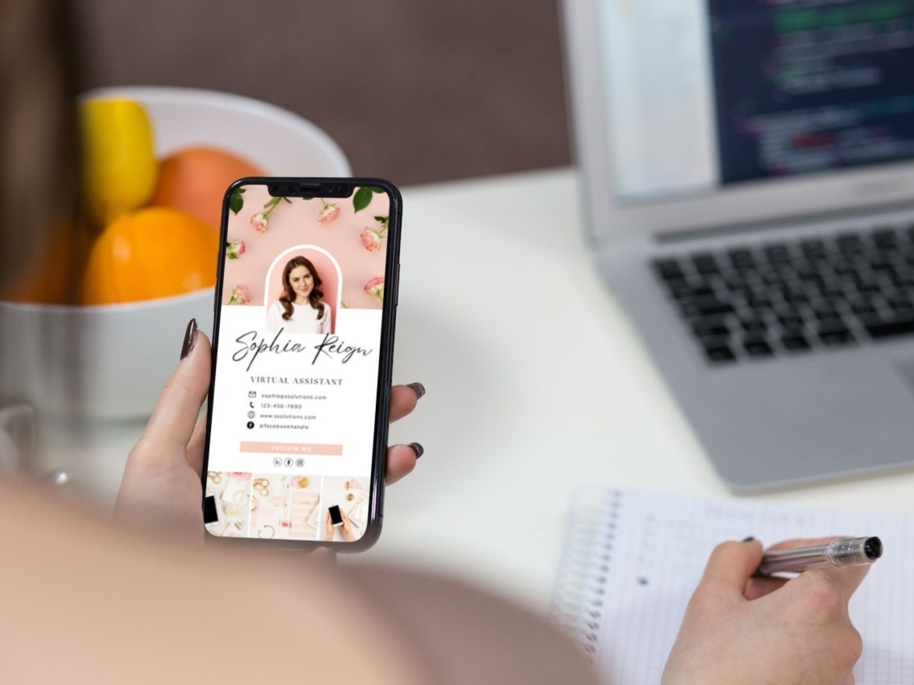 Virtual Assistant Digital Business Card, QR Code, Small Business Thank ...