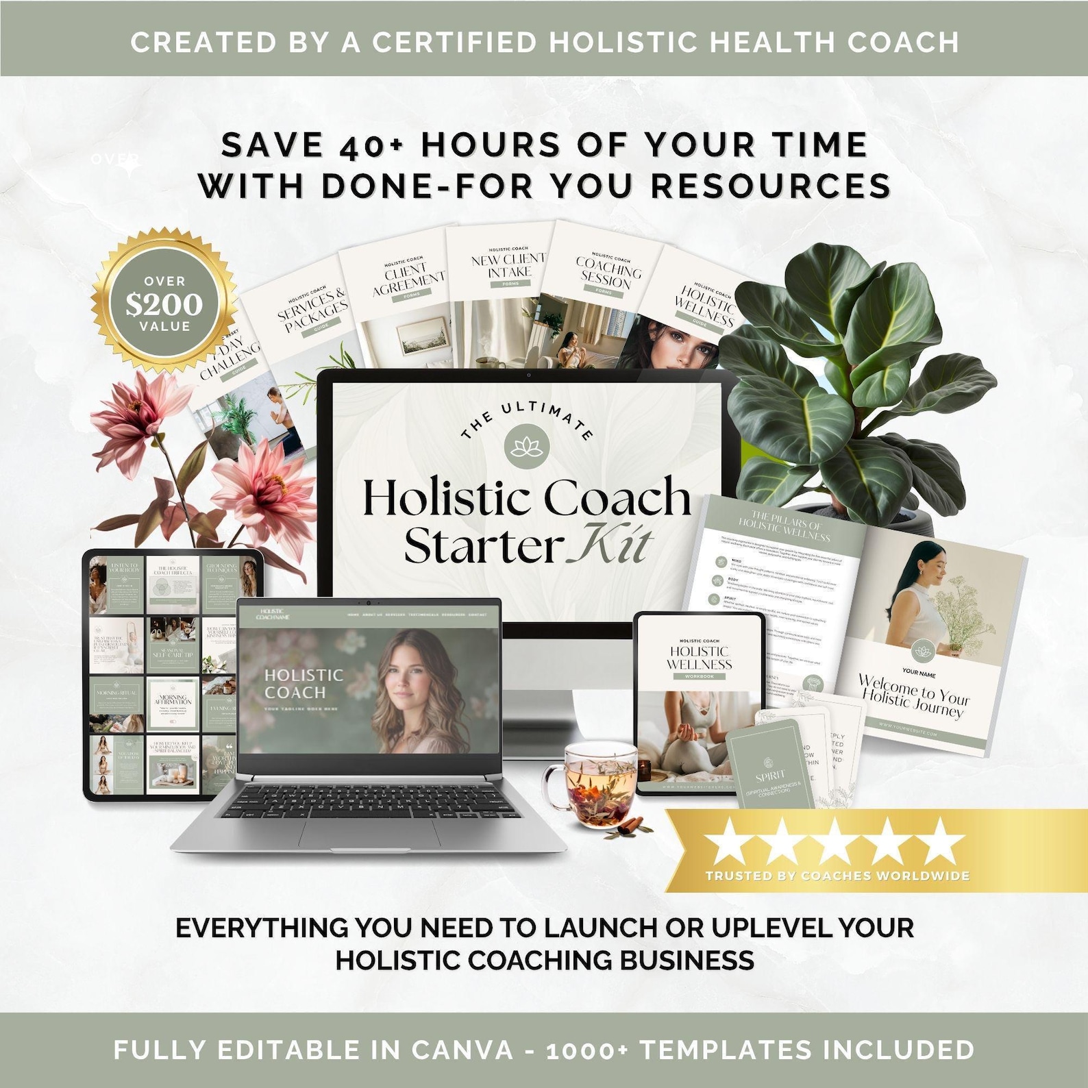 Holistic Coach Starter Kit Canva Templates | 1000+ Wellness Coaching ...