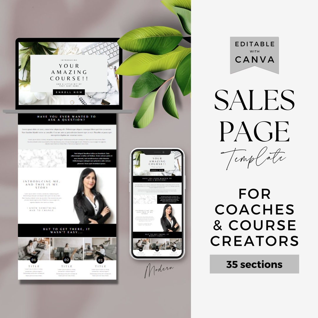 Sales Page Canva Template, Coaching Course Sales Page, Sales Landing ...