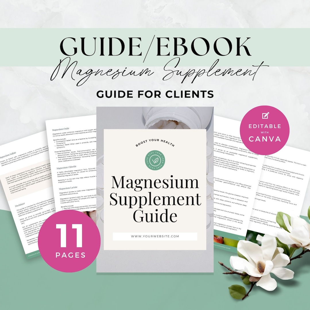 Magnesium Supplement Guide, Nutrition Coach Ebook, Health and Wellness ...