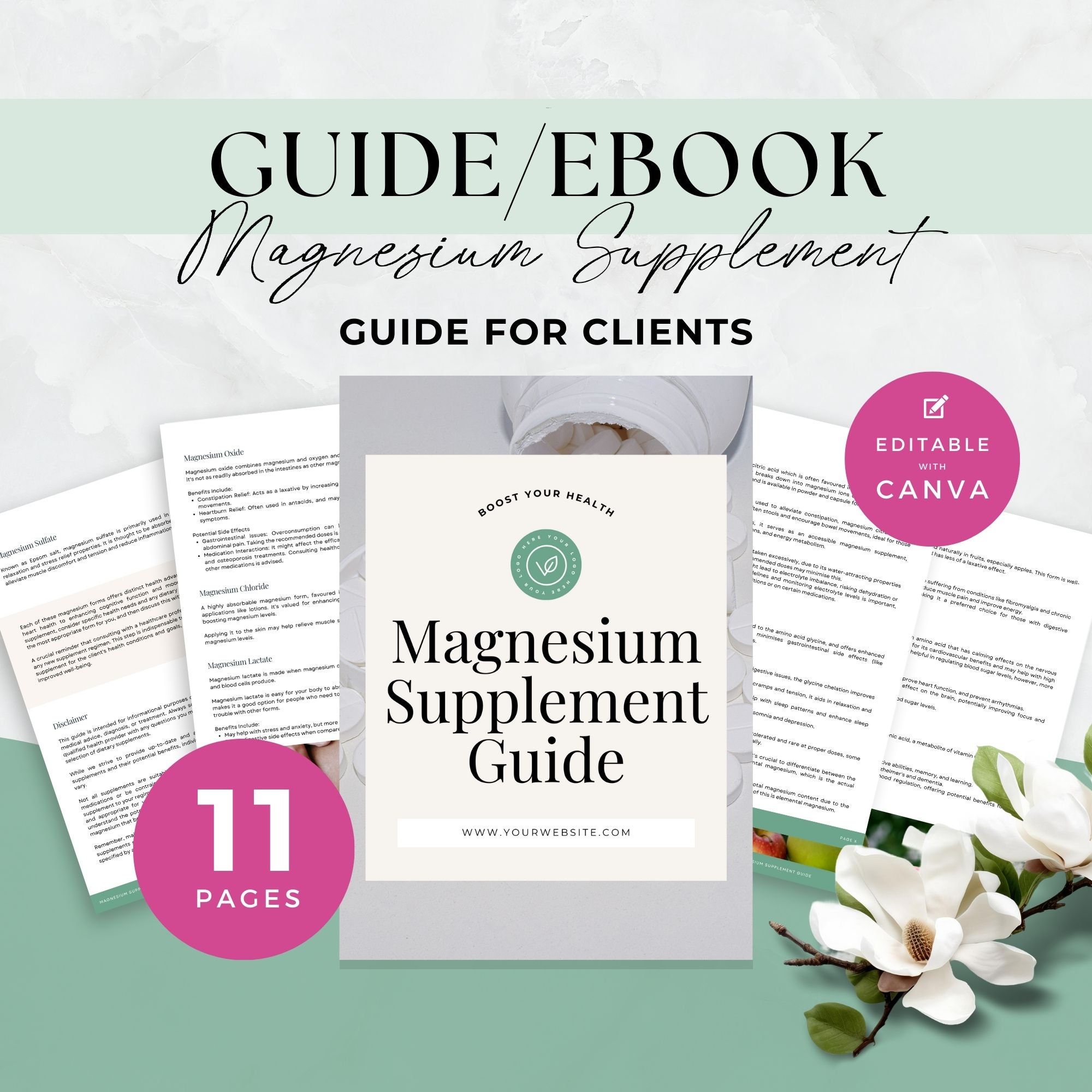 Magnesium Supplement Guide, Nutrition Coach Ebook, Health and Wellness ...