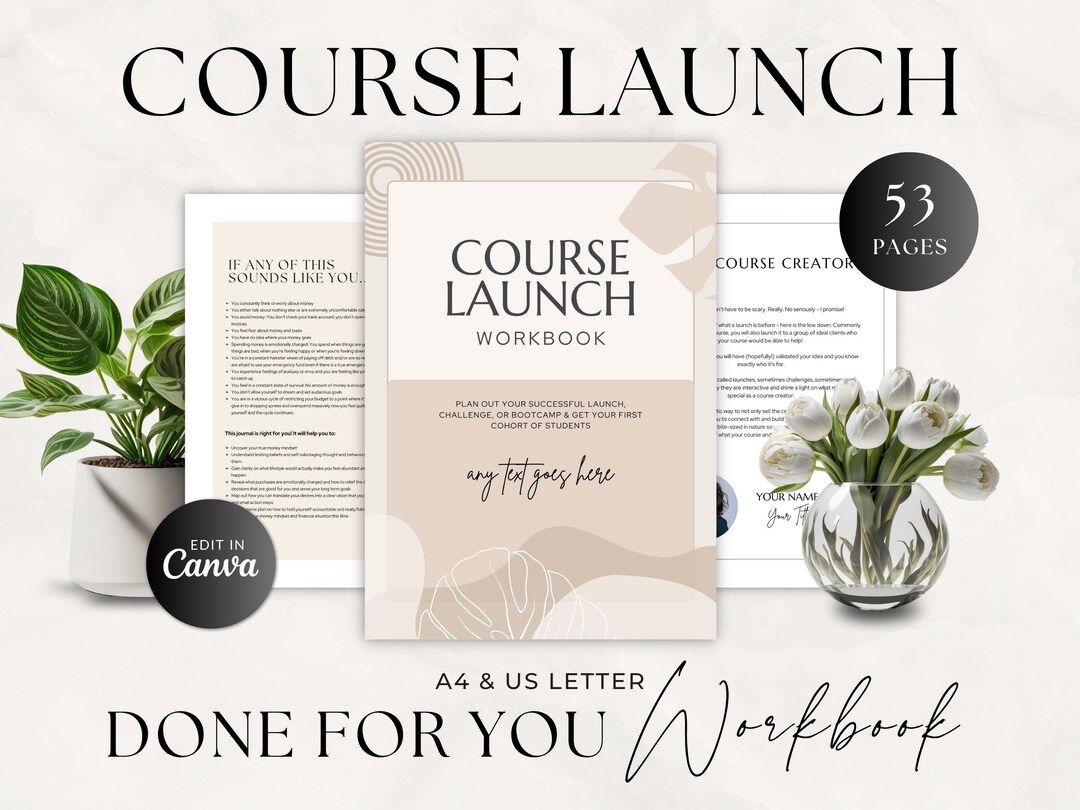 Course Creator Workbook Template, Launch Planner, Course Creation, Done ...