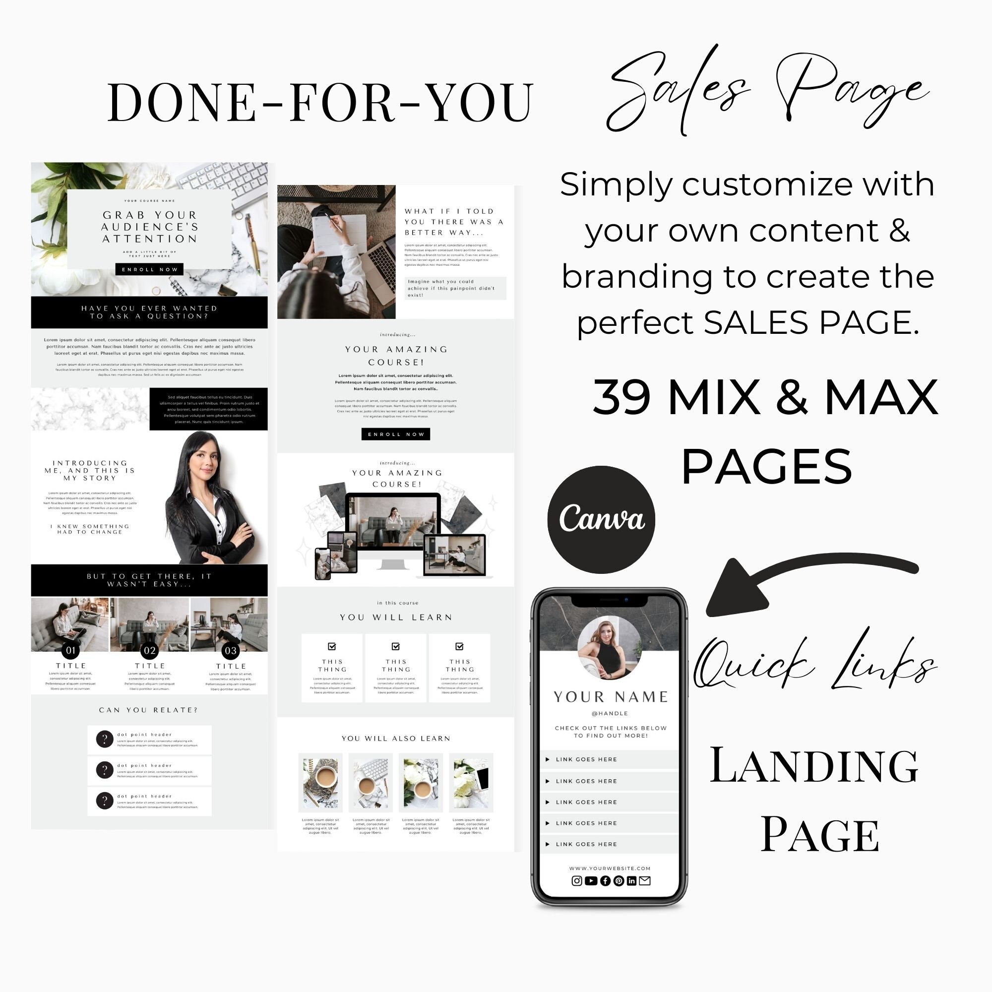 Course Creator Canva Template, Online Course Coach, Marketing Kit ...