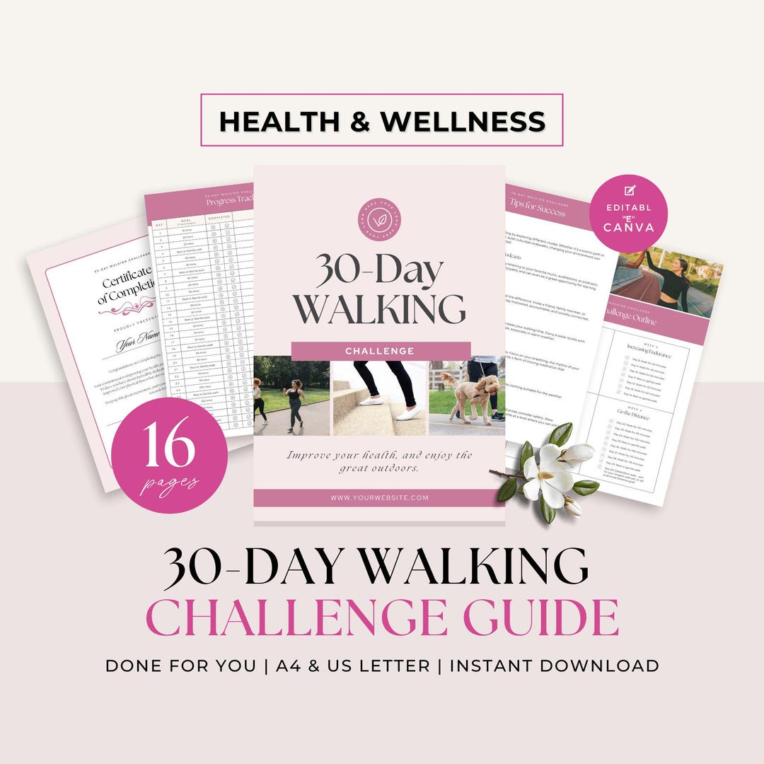 Walking Challenge Printable Guide for Clients, Workout Routine ...