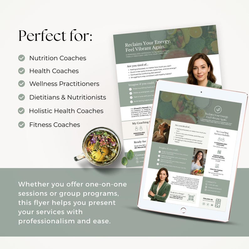 Nutrition Coach Flyer Canva Template, Health Coaching Services Brochure ...