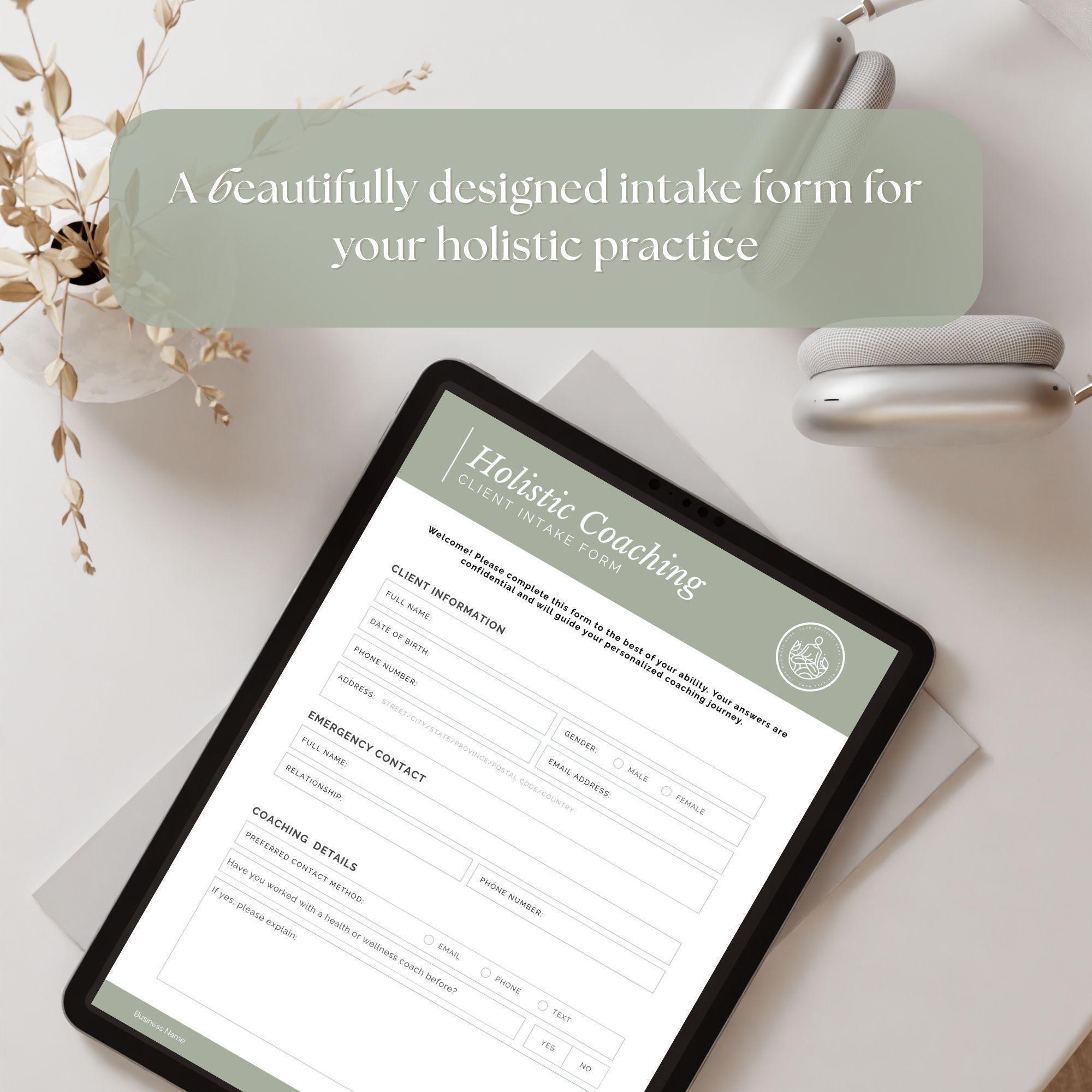 Holistic Coaching Intake Form Canva Template Wellness Client ...